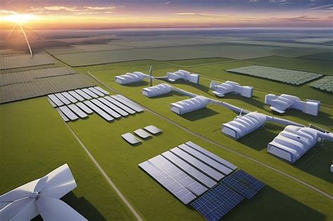 Premium Photo Solar Panels And Wind Turbines On The Background Of