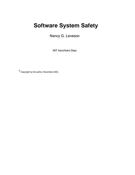 SOLUTION Software Engineering Notes Software System Safety Studypool