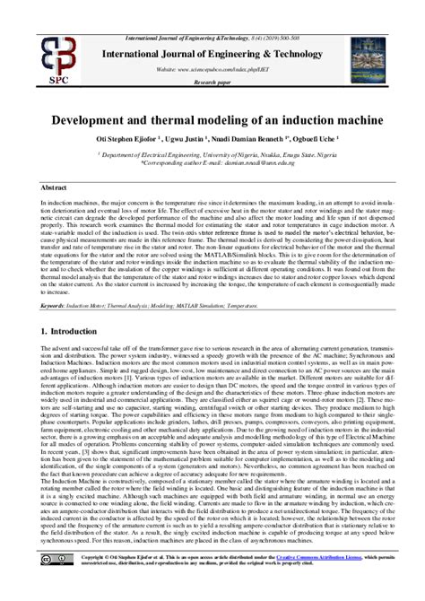 Pdf Development And Thermal Modeling Of An Induction Machine