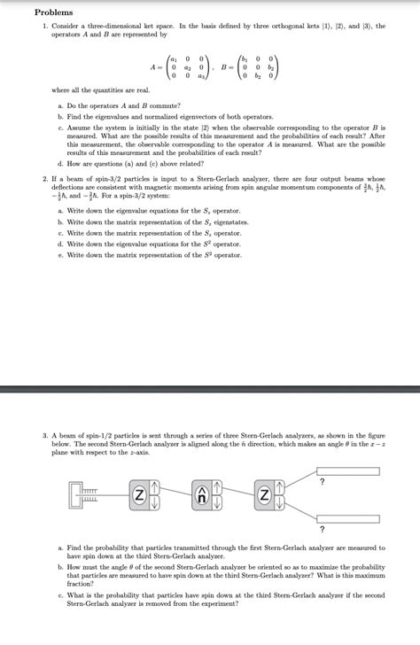 solved problemsconsider a three dimensional ket space in