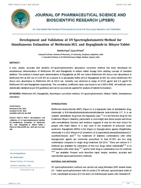 Development And Validation Of Uv Spectrophotometric Method For Simultaneous Estimation Of