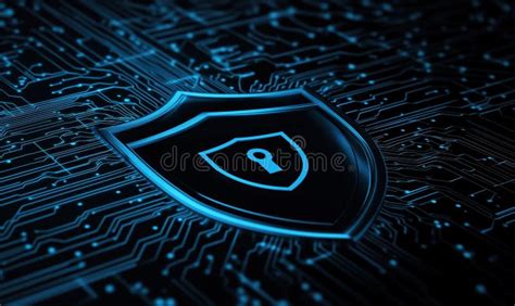 Cybersecurity Shield Lock Symbol Digital Circuit Background Representing Data Protection Online