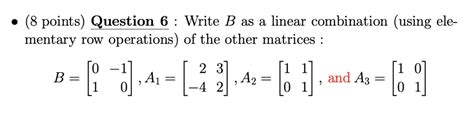 solved 8 points question 6 write b as a linear