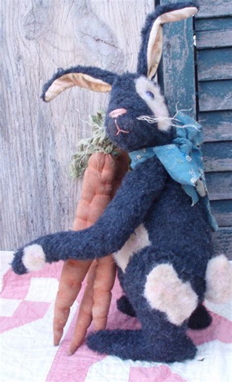 Primitive E Pattern Grungy Bunny Rabbit And Carrot Doll Pdf Etsy