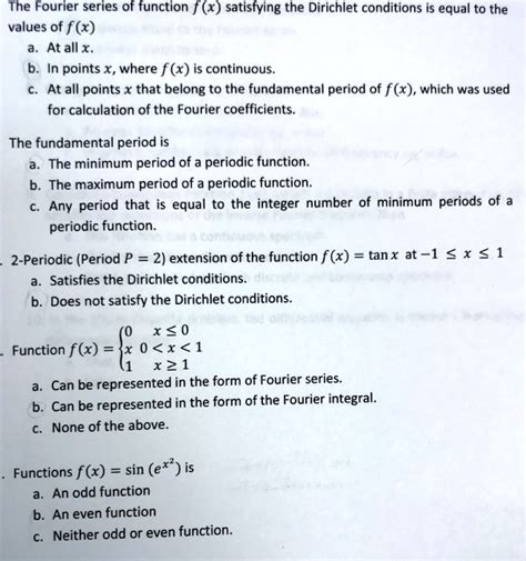 the fourier series of function f x satisfying the dirichlet conditions
