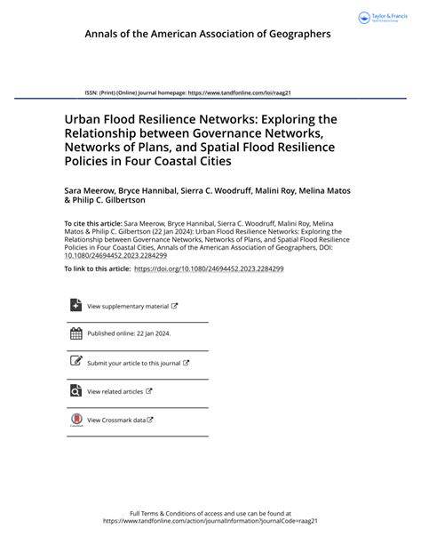 Pdf Urban Flood Resilience Networks Exploring The Relationship