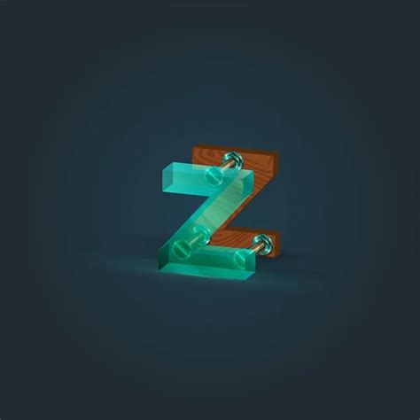 Realistic Wood And Glass Character From A Typeset Vector Illust Stock