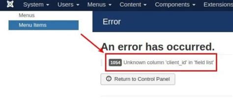 رفع مشکل خطای Unknown Column client id in field list در جوملا