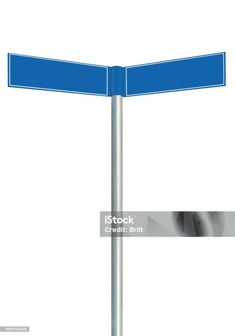 파란색 방향 도로 표지판 두 개의 빈 빈 표지판 간판 격리 된 방향 길가 안내소 포인터 복사 공간 흰색 프레임 회색 기둥 포스트