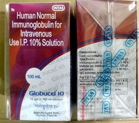 Intas Immunoglobulline 10g Human Normal Immunoglobulin For Intravenous Solution Packaging Size