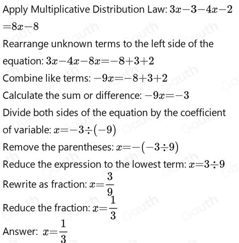 Solved What Is The Solution To The Equation 3 X 1 2 2x 1 8 X 1 X