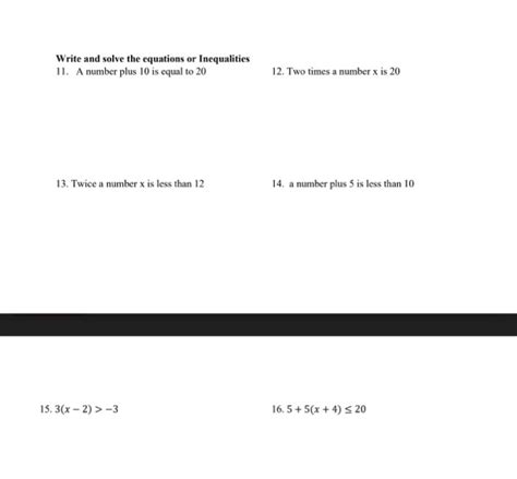 Solved Write And Solve The Equations Or Inequalities 11 A Chegg Com