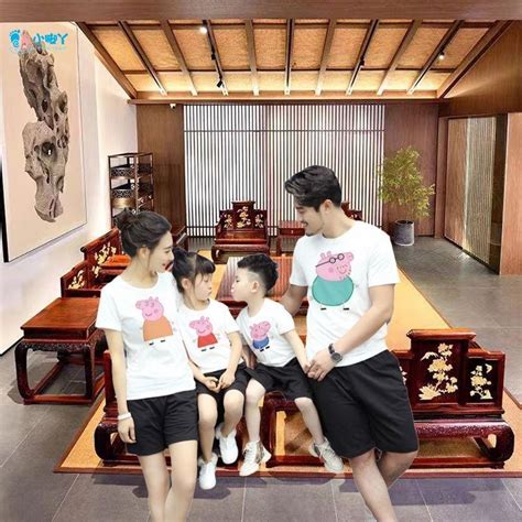 親子裝 母子裝 母女裝 父子裝 父女裝 【高端純棉】小豬佩奇親子裝一家三口四口夏裝短袖t恤幼兒園班服 蝦皮購物