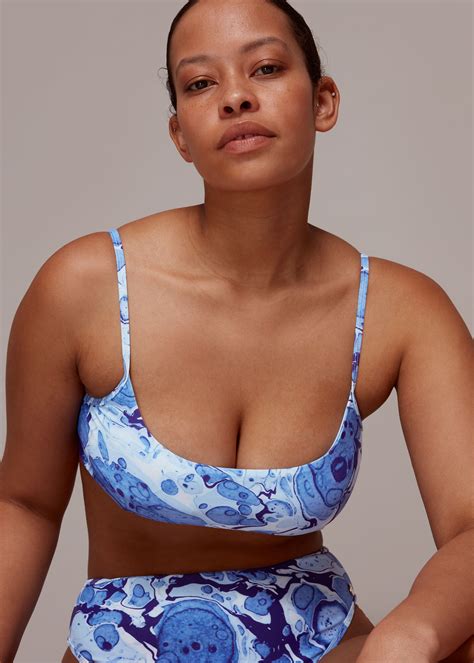 Blue Marble Print Bikini Top Whistles Whistles