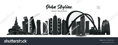 Doha City Skyline Vector Illustration Stock Vector Royalty Free