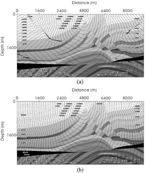 Marmousi Model Overlaid By Traveltime Contour Calculated By Using A