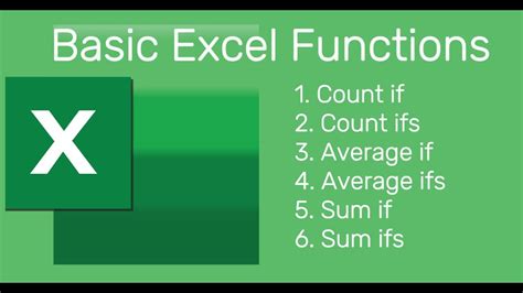 Basic Excel Functions Countifcountifsaverageifaverageifssumifsumifs Youtube