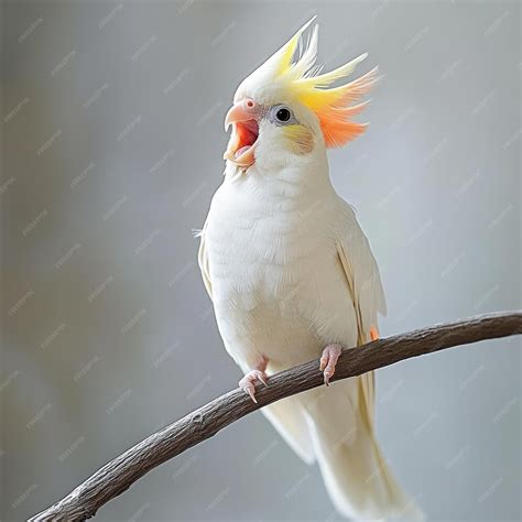 Cockatiel Singing On Perch Premium Ai Generated Image