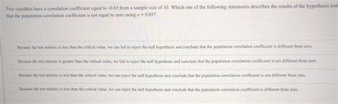 solved two variables have a correlation coefficient equal to