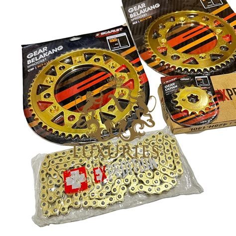 Jual Paket Gear Set Crf 150 Gir Depan Belakang Scarlet Set Rantai