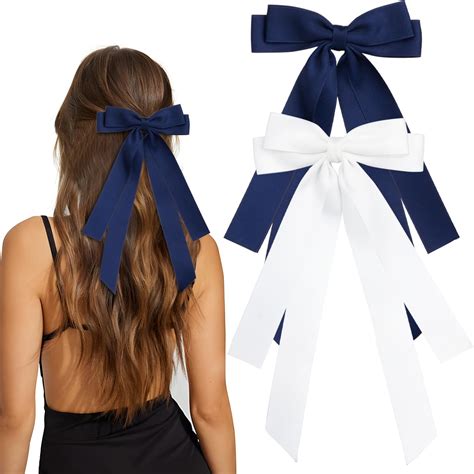 Silky Satin Hair Bows 2pcs Big Hair Bows For Women Girls