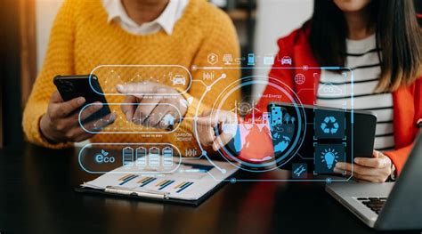 Business Team Working Virtual Modern Smartphone To Reduce Co Emissions
