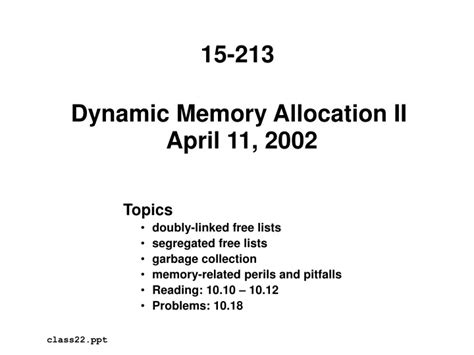 ppt dynamic memory allocation ii april 11 2002 powerpoint
