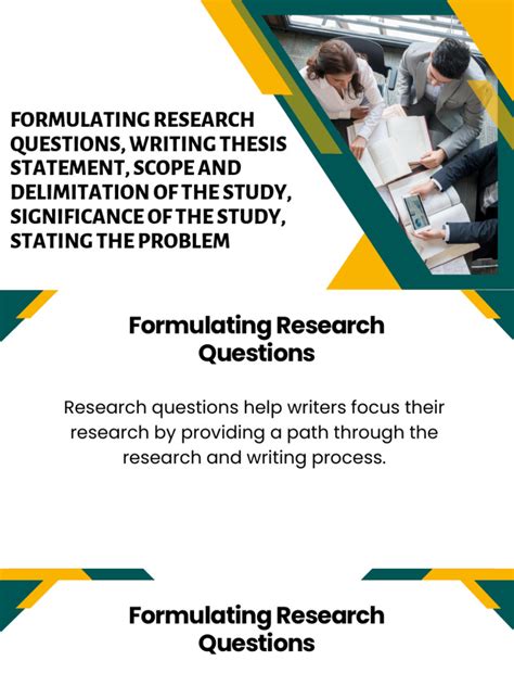 Formulating Research Questions Writing Thesis Statement Scope And