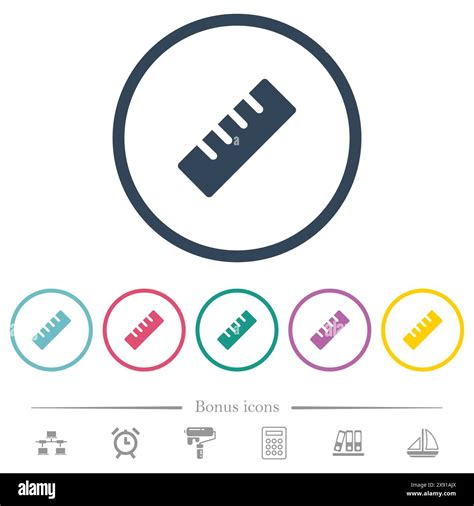 Ruler Solid Flat Color Icons In Round Outlines 6 Bonus Icons Included Stock Vector Image And Art