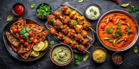 Fried Chicken Kebab Or Kabab Chicken Tikka Masala Dark Black Background