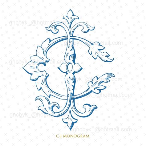 Vintage C J Wedding Monogram Crest Svg Png Etsy