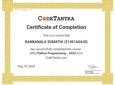 Sumathi Kankanala On Linkedin Pythonprogramming Certificateofcompletion Codetantra
