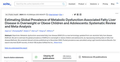 Citation Report Estimating Global Prevalence Of Metabolic Dysfunction