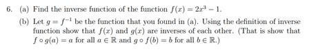 Solved A Find The Inverse Function Of The Function Chegg