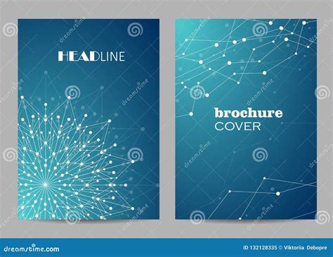 Brochure Template Layout Design Abstract Geometric Background With Connected Lines And Dots