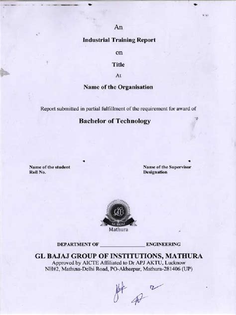 Summer Training Report Format Pdf