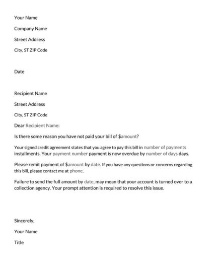 How To Word A Collection Letter Examples