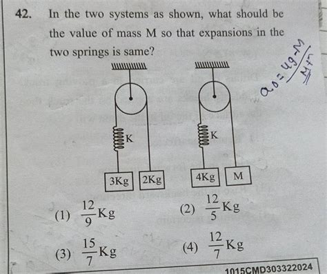 In The Two Systems As Shown What Should Be The Value Of Mass M So That E