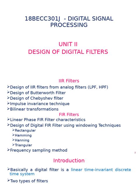 Dsp Unit 2 Iir Filters Designbwchebltiit Pdf Filter Signal Processing Low Pass Filter