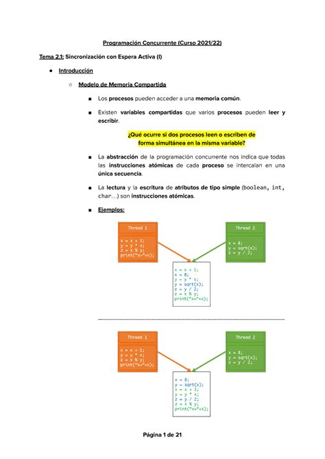 Tema 2 Sincronización Con Espera Activa Programación Concurrente Curso 2021 22 Tema 2