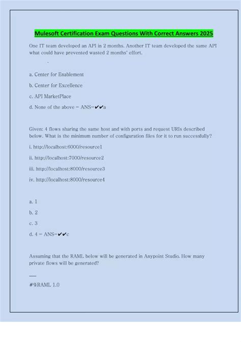 Mulesoft Certification Exam Questions With Correct Answers 2025 Mulesoft Certification Stuvia Us