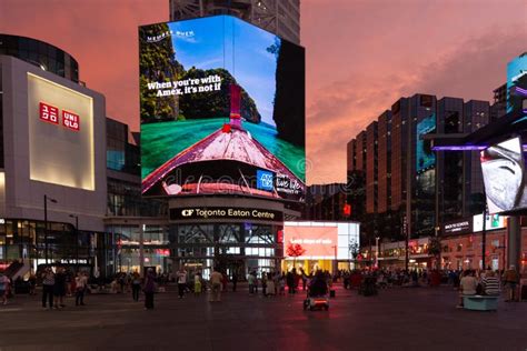 Yonge Dundas Square In Toronto Canada At Sunset Editorial Photography