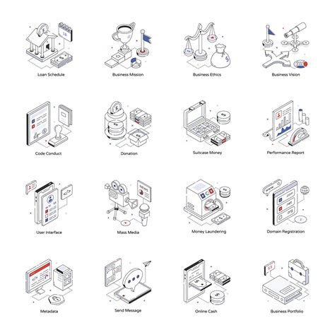 Collection Of Business Isometric Icons 19802934 Vector Art At Vecteezy