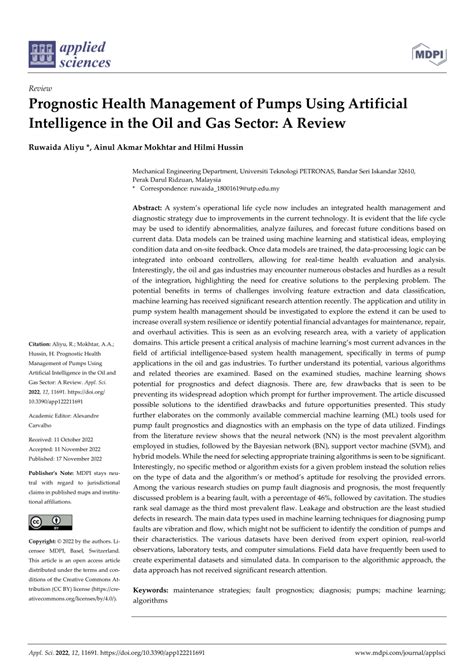 Pdf Prognostic Health Management Of Pumps Using Artificial Intelligence In The Oil And Gas