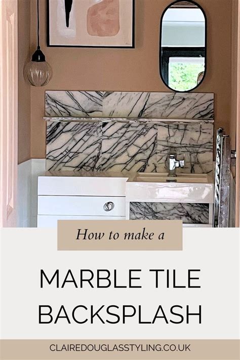 Marble Sink Backsplash In Powder Room Diy Tutorial Diy Marble Tile Marble Tile Backsplash