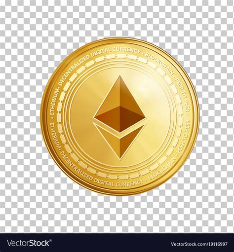 Golden Ethereum Coin Symbol Royalty Free Vector Image