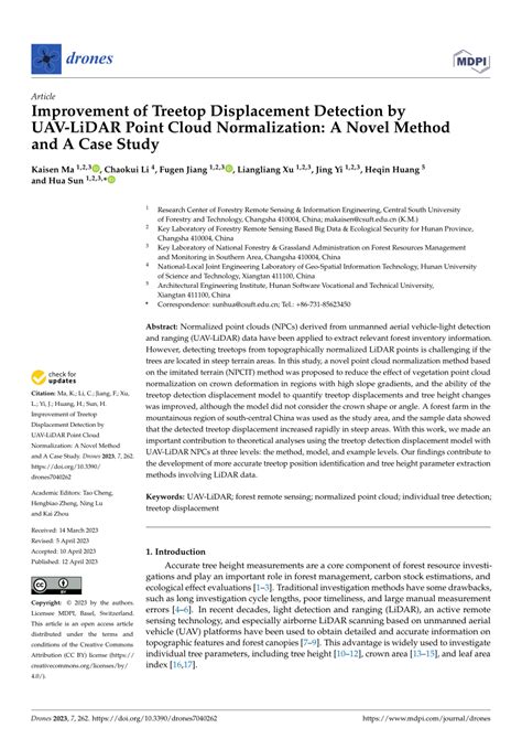 Pdf Improvement Of Treetop Displacement Detection By Uav Lidar Point