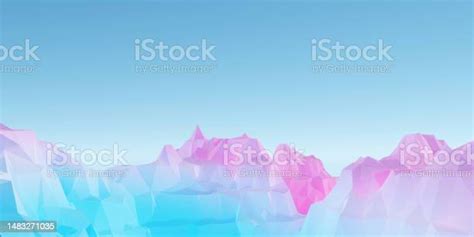 파스텔 산 낮은 폴리 스타일 3d 렌더링 3d 블루 마운틴 배경입니다 개념 3d 블루 마운틴 배경 0명에 대한 스톡 사진 및