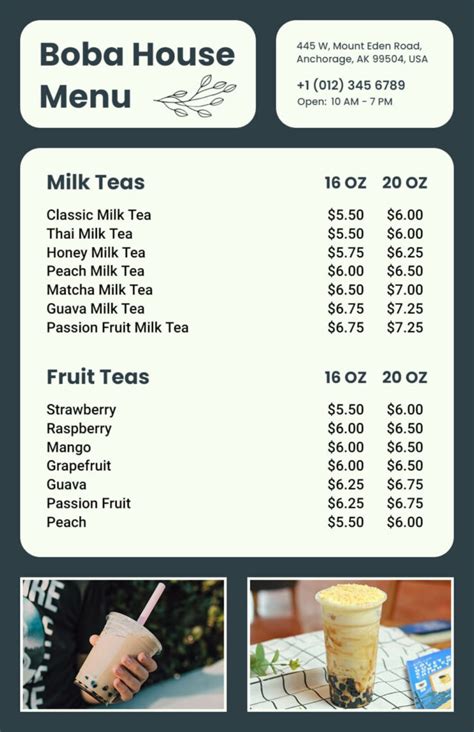 Free Customizable Boba Menu Templates