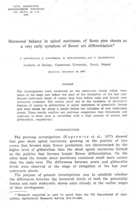 Pdf Hormonal Balance In Apical Meristems Of Scots Pine Shoots As A